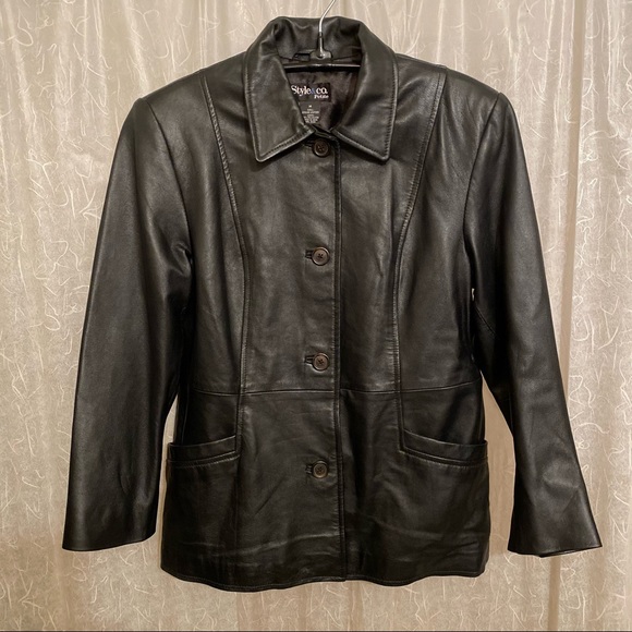 Style & Co. | Jackets & Coats | Style Co Classic Black Leather Jacket ...